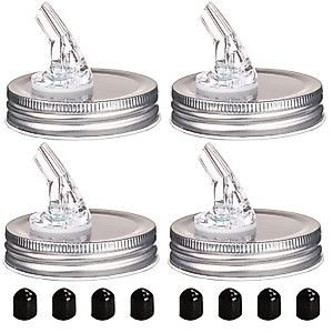 Mason Jar Pour Spouts. free flow Mason Jar Pour Spouts, mason jar for spout regular mouth size 70mm dispenser germination cover. Suitable for any liquid. Leak-Proof 4-Pack + 8 Lid Caps (silver color)
