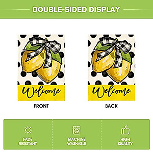 AVOIN colorlife Polka Dot Welcome Lemon Summer Garden Flag 12 x 18 Inch Double Sided Outside Yard Outdoor Decoration
