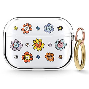 elago l BT21 Flower Clear Case Compatible with Apple AirPods Pro, Durable TPU Material, Reduced Yellowing, Clear Protection, Supports Wireless Charging [Official Merchandise] (Flower Garden)