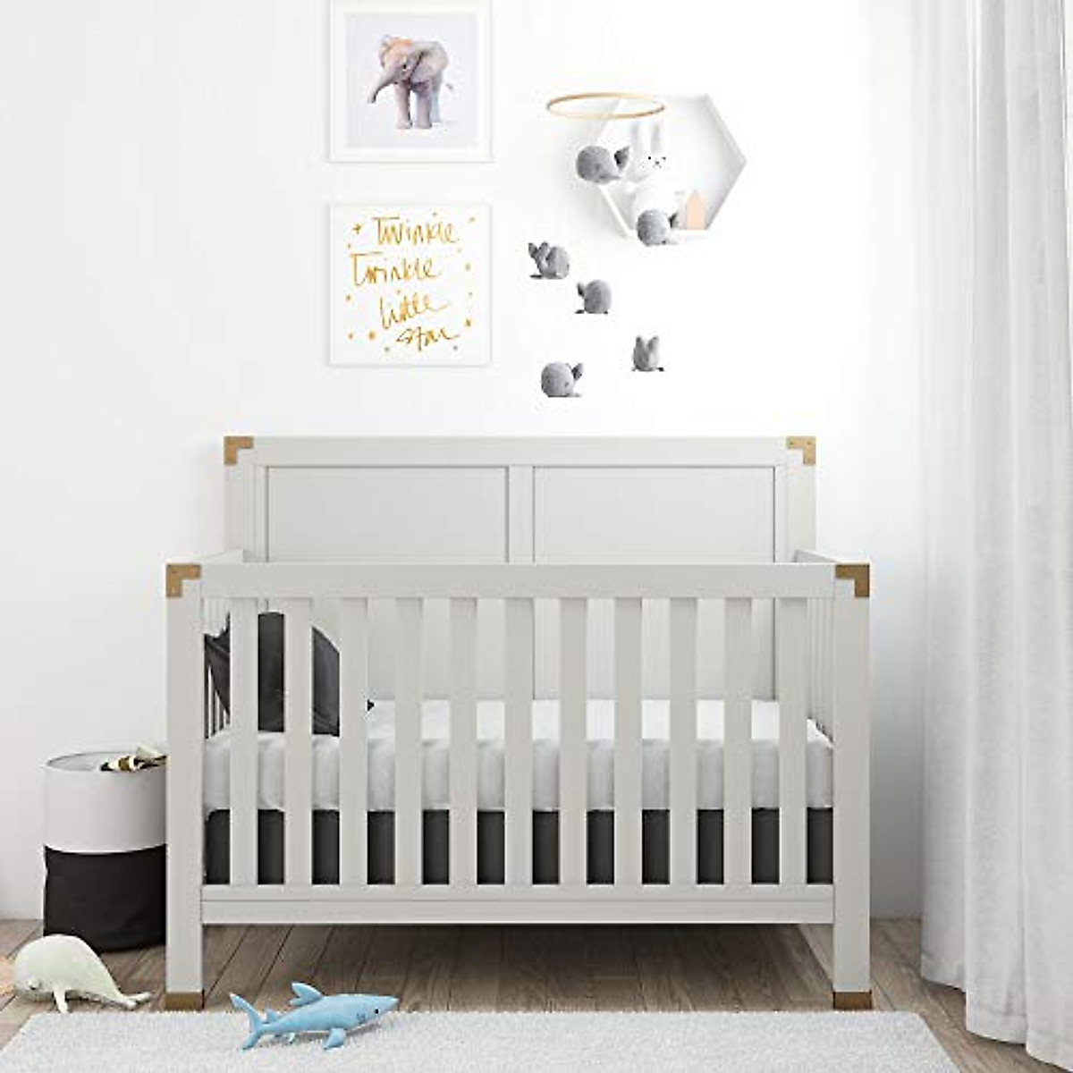 Baby Relax Mile 5-in-1 Convertible Crib, Soft Gray