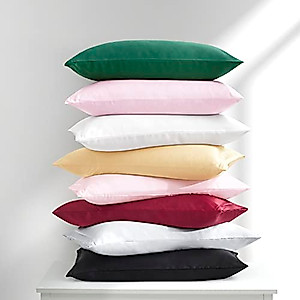 HommxJF Satin Pillowcases with Zipper （20x26）,Standard Size Pillowcases Set of 2, Blush Pink Silk Pillowcase for Hair and Skin