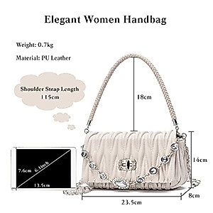 FANDARE Fashion Women Underarm Bag Handbag Top Handle Bag Shoulder Bag Satchel Bag Waterproof Messenger Bag PU Leather Crossbody Bag for Work Travel Office Party Shopping White