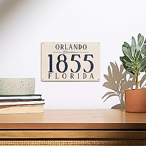 Lantern Press 6x9 Inch Wood Sign, Ready to Hang Wall Decor, Orlando, Florida, Established Date (Blue)