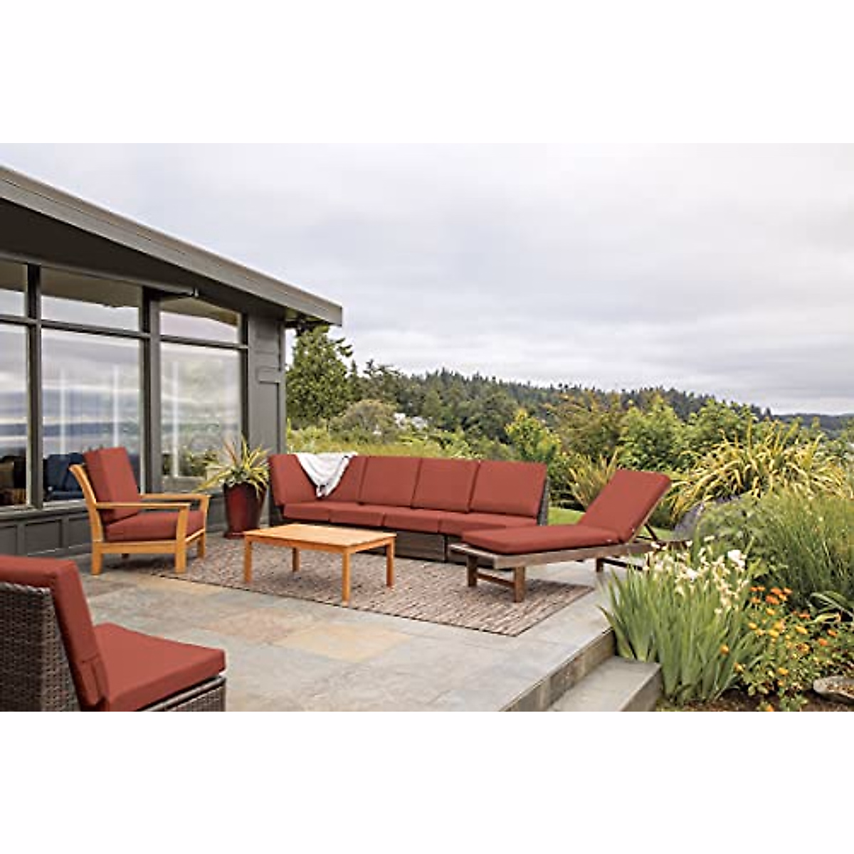 Classic Accessories Ravenna Water-Resistant Patio Bench/Loveseat Cushion, 48 x 18 x 3 Inch, Spice, Patio Loveseat Cushion