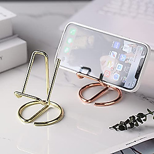 SIRMEDAL Cell Phone Stand, Business Card Holder, Mobile Phone Holder – Metal Wire Cellphone Cradle Dock, Compatible with iPhone/Android Phones/iPad Mini/Kindle (Gold)