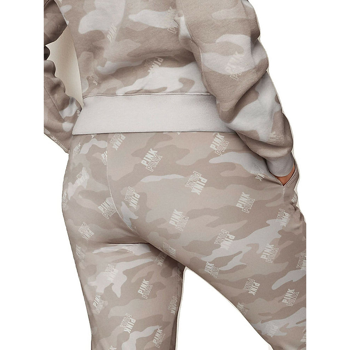 Victoria's Secret Pink Active Ultimate High Waist Jogger Grey Logo Camo Size Medium New