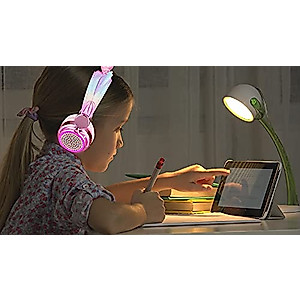 KORABA Kids Wireless Headphones for Girls Children Teens, LED Light Up Bluetooth Unicorn Headphones with Microphone for School/Xmas/Online Study/Unicorn Gifts (Pink Wireless)