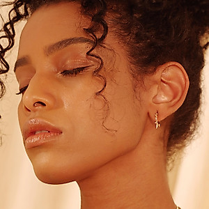 FETTERO Women Spike Earrings Gold Huggie Hoops 14K Gold Plated Small Hoop Earrings for Women Boho Simple Delicate Gold Earrings Handmade Hypoallergenic Earrings Jewelry Gift