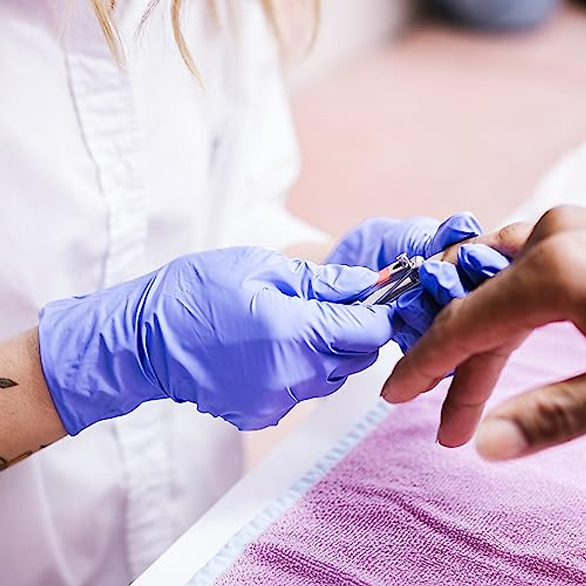 SwiftGrip Disposable Nitrile Exam Gloves, 3mil, XS, Box of 100, Violet Nitrile Gloves Disposable Latex Free for Medical, Cleaning, Cooking & Esthetician, Food-Safe, Powder-Free, Purple, Non-Sterile