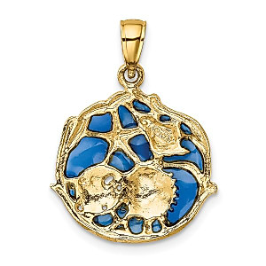 IceCarats 14K Yellow Gold Blue Shell Necklace Charm Pendant Acrylic Only