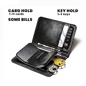 PUNCUBE Minimalist Wallet with Key Holder and Phone Stand Rfid Blocking Wallet for Men and Women (Black)