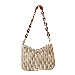 Straw Bag for Women, Summer Beach Bag Cute Handwoven Hobo Handbag Lightweight Shoulder Bag Vacation Bag Underarm Purse 2023