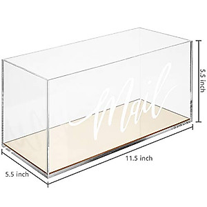 MyGift Clear Acrylic Tabletop Mail Organizer Box with Letter Word Script Design and Gold Mirror Base
