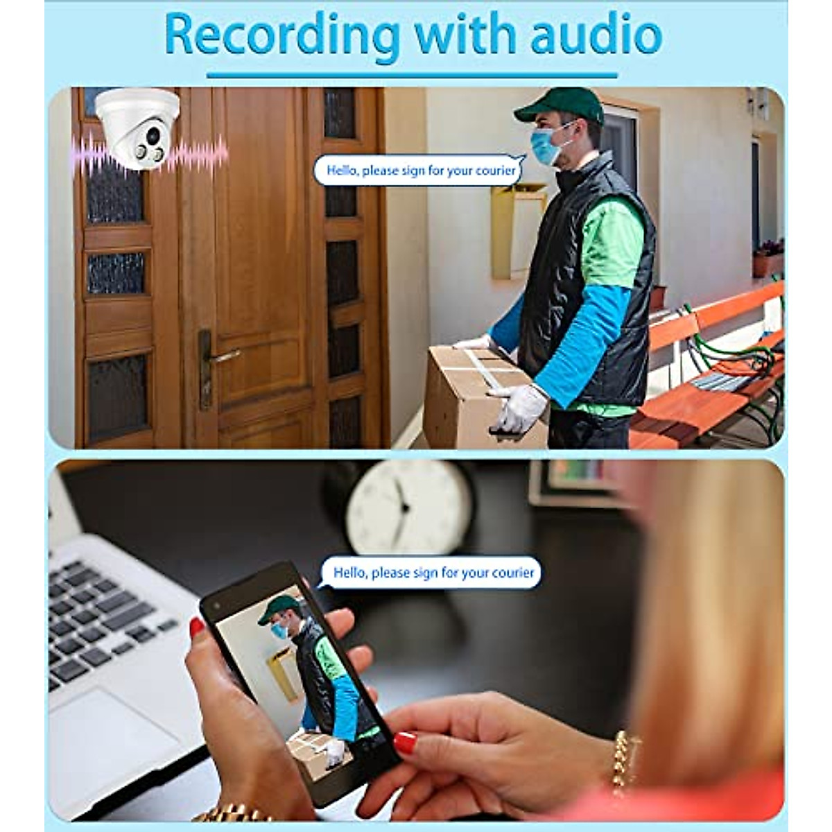 Compatible for Hikvision 5MP Outdoor PoE Turret Camera,Security Surveillance with Human/Vehicle Detection,2.8mm Lens,98ft Night Vision,Built-in Mic,IP67(PG2355I) (White-PG-2387C)