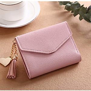 Small Leather Wallet for Women Girls Credit Card Holder Purse Pink
