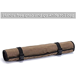 Chef’s Knife Roll, 5 Pockets Knife Bag,Waxed Canvas Roll Up Culinary Bag,Professional Cutlery Storage Case, Portable Knife Tool Roll Bag, Multi-Purpose Knife Cover For Cooking, Camping (Coffee)