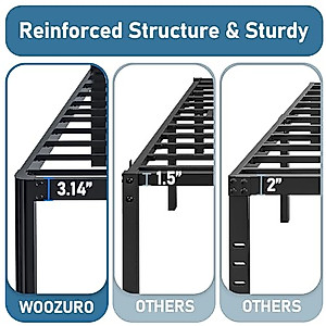 Woozuro California King Bed Frame with Headboard, 14 Inch Heavy Duty Metal Platform Bed Frames No Box Spring Needed, Round-Corner Leg Design Mattress Foundation, Easy Assembly, Noise Free, Black