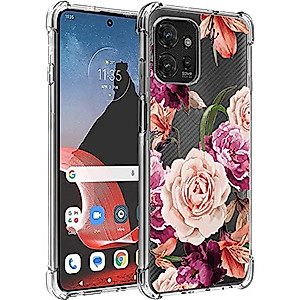 Osophter for Motorola ThinkPhone Case,Moto Think Phone 5G Case Women Girls Flower Floral Shock-Absorption Flexible TPU Rubber Phone Cover for Motorola Moto ThinkPhone(Purple Flower)