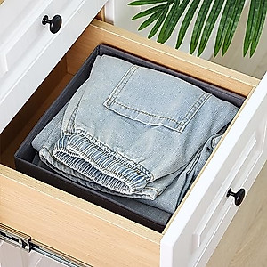 Fixwal 10 Pack Dresser Drawer Organizer for Clothing, Closet Organizers and Storage Box Foldable Fabric Drawer Dividers for Clothes Underwear Socks Bra Scarves Ties (Grey)