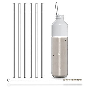 Halm Glass Straws – 6x 12 inch Long Replacement Straw for Stanley Cup 40 oz & 30 oz Plastic-Free Cleaning Brush - Reusable Drinking Straw Dishwasher Safe - Made in Germany