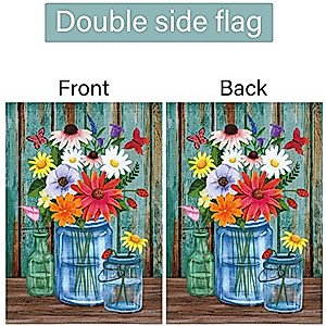 Louise Maelys Spring Floral Garden Flag 12x18 Double Sided, Burlap Small Vertical Spring Summer Vase Flower Garden Yard Flags for Seasonal Outside Outdoor House Decoration (ONLY FLAG)
