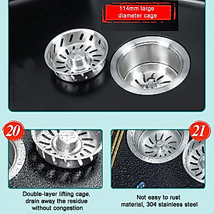 Kitchen Sinks Sinks for Kitchens Corner Quartz Stone Double- Bath Under- Counter Kitchen Sink, Kitchen Sink, Drain Corner, Shaped Sink, Kitchen Sink with Rounded Corners, Suitable for Restaurants, Ki