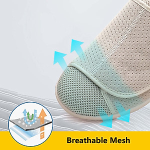 Women Slip On Shoes with Arch Support,Adjustable Closure Lightweight Breathable Swollen Feet Walking Edema Sneakers Men 4.5/Women 5.5 Black