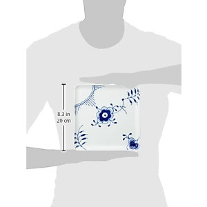Royal Copenhagen 1027458 Blue Fluted Mega Square Dish, Plate, 7.9 inches (20 cm), Wedding Gift, Gift