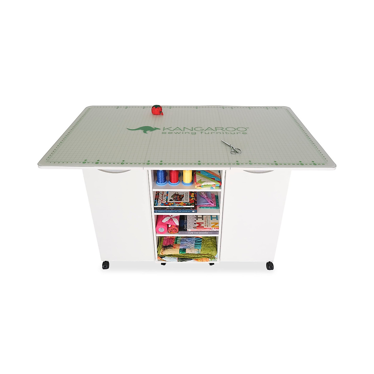 Arrow Sewing Sewing Furniture Kookaburra Cutting Table, Model K3451, Cutting, Quilting, Art and Crafting Table with Storage, Ash White Finish