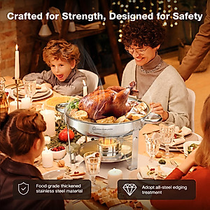 WARMOUNTS Chafing Dishes for Buffet 5QT, [95% Pre-Assembled] Round Chafing Dish Buffet Set w/Lid Holder, Stainless Steel Chafers and Buffet Warmers Sets for Parties, Wedding, Camping, Dinner (2)