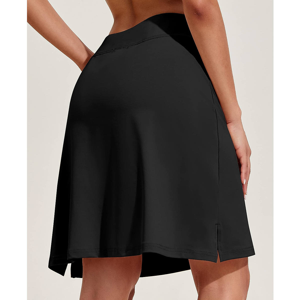 COOrun Womens 20" Knee Length Skorts Skirts Modest Long Golf Skirt Lightweight Tennis Athletic Skorts with Pockets UV Protection,Black XXL