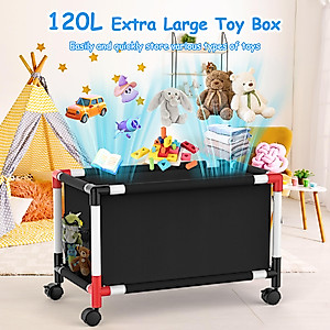 Extra Large Toy Box, Toy Chest Storage Organizers with 360° Wheels, 120L Oxford Toy Storage Boxes for Kids, Home Storage Organizer for Bedroom Living Nursery, 28.4 x 15.4 x19 Inches