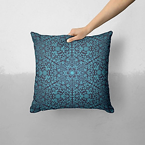iiRov Teal Floral Mirrored Pattern - Custom Decorative Home Decor Indoor or Outdoor Throw Pillow Cover for Sofa, Bed or Couch Cushion (Pillow CASE Cover ONLY)