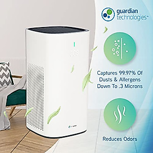 Germ Guardian AP5800W 19" Hi-Performance Air Purifier Tower Console with HEPA Filter & Air Quality Sensor