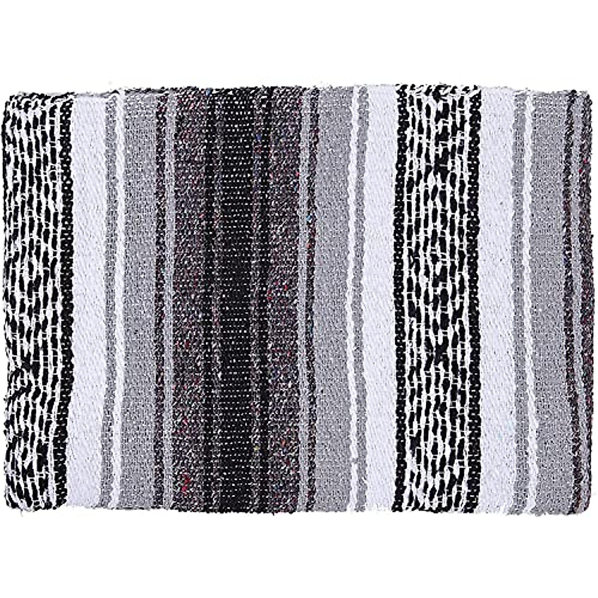 DWC Authentic Mexican Black-Gray Blanket -Yoga Matt - Falsa - Serape - Camping, Picnic, Beach Blanket, Bedding, Car Blanket, Saddle Blanket, Soft Woven Home Decor (Black-Gray Color)