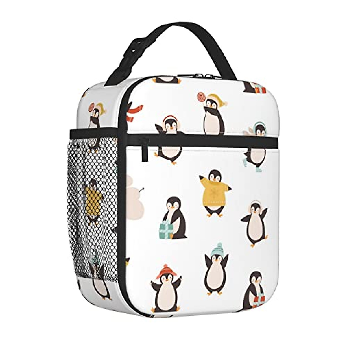 Lizinna Rportable Lunch Bag For Women/Men Insulated,Funny Polar Penguin Having Fun,Insulatedreusable Lunch Box For Office Work School Picnic Beach,Leakproof Cooler Tote Bag