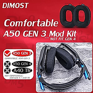 A50 GEN 3 MOD KIT Velour Ear Pads for Astro A50 GEN 3 Headset I with Headband by DIMOST - NOT FIT GEN 4
