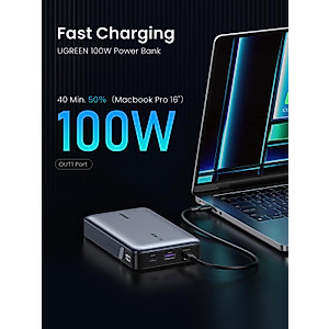 UGREEN 100W 20000mAh Power Bank, Nexode Portable Charger USB C 3-Port PD3.0 Battery Pack Digital Display, for MacBook Pro/Air, iPad, iPhone 15 Pro, Galaxy S24 Ultra, Steam Deck, Dell XPS and More