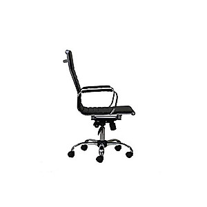 Winport Furniture Elegance High-Back Leather Swivel Office & Home Desk/Task Chair, Black