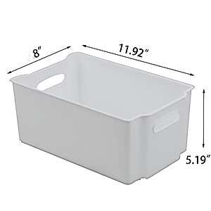 Morcte 4-Pack Plastic Stackable Storage Bin, White Stacking Storage Basket
