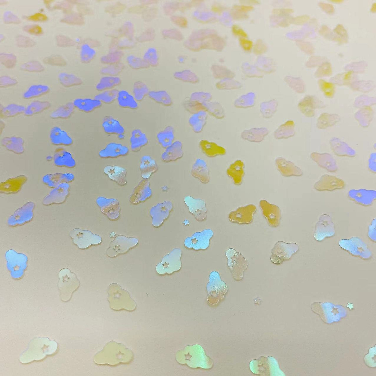 2000Pcs Star and Clouds Confetti, Glitter PVC Clouds Confetti for Handicrafts, Card DIY, Engagement Wedding Bridal Shower Birthday Star and Moon Theme Party Decorations (Transparent White)