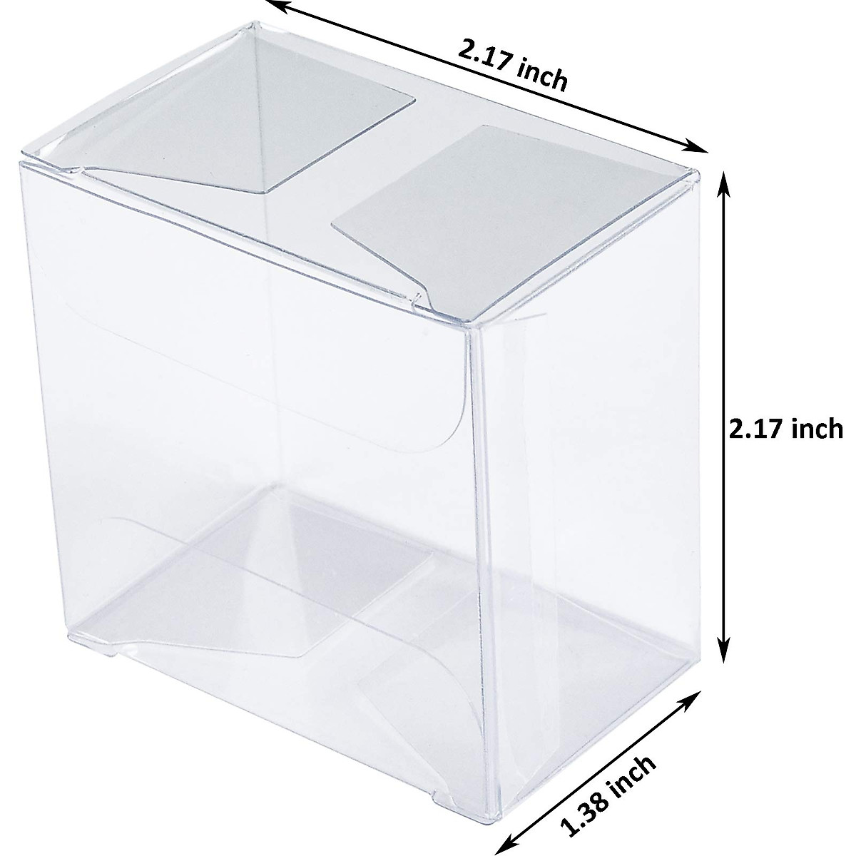 Nicunom 100 Pack Clear Macaron Boxes, Plastic Favor Boxes, 2.17" x 2.17" x 1.38" Bakery Boxes Candy Containers for Chocolate Cake Desserts Cupcakes Cookies Muffins Party Favors Packaging