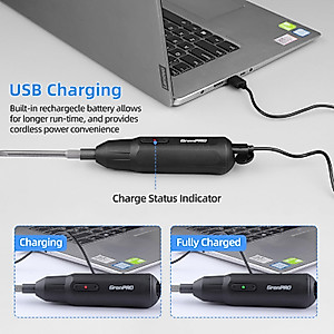 GRENPRO Cordless Electric Screwdriver, 3.6V ATM Electric Screwdriver Cordless,USB Cable and 2 1/4”Hex Shank Bits Included, Portable Automatic Home Repair Tool Kit