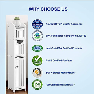 Bathroom Furniture Sets: Small Bathroom Storage Cabinet Great for Toilet Paper Holder,Toilet Paper Cabinet for Small Spaces,White Bathroom Organizer by AOJEZOR