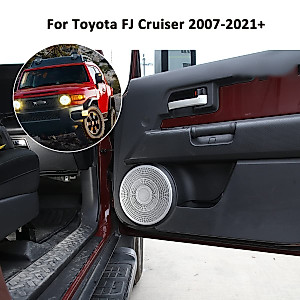 LLKUANG Car Front Door Speaker Horn Net Kit for Toyota FJ Cruiser 2007-2021 Stainless Steel Trunk Woofer/Speaker Cover Trim Accessorise (Front door speaker)