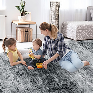 BALAPET 10x14 Modern Abstract Area Rug for Living Room Bedroom, Large Machine Washable Boho Floor Carpet with Non-Slip Backing for Indoor Office Dining Room, Home Deco Non-Shedding