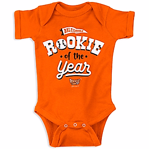 Rookie of The Year Baby Apparel for Balt Baseball Fans (NB-7T) (Orange Onesie, 6 Months)