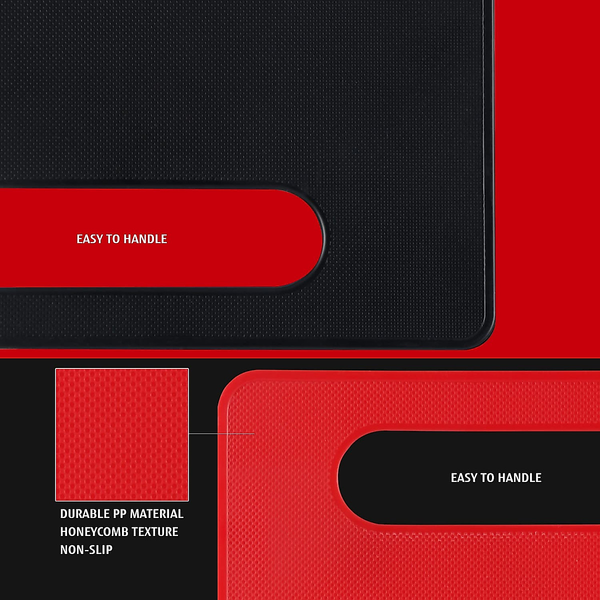 hecef 8-Piece Unique Kitchen knife Set, Knife and Cutting Board Set- 3 Black Stainless Steel Knives with Sheaths and 2 Chopping Mats, Ultra Sharp Knives for Home, Camping, RV, Travel, Picnic and BBQ