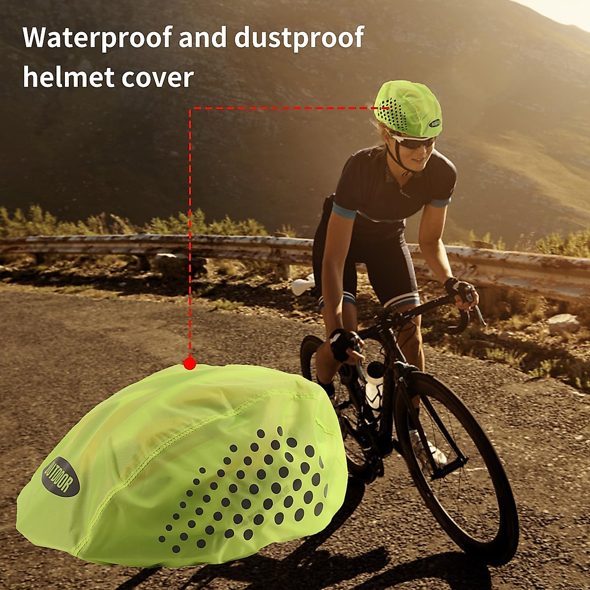Smalibal Bike Helmet Cover, Reflective Helmet Cover Rain Cover for Bicycle Helmet, Waterproof Oxford Cloth Dot Print Bicycle Helmet Water Snow Cover for Cycling, Road Cycling, Outdoor Sports Black