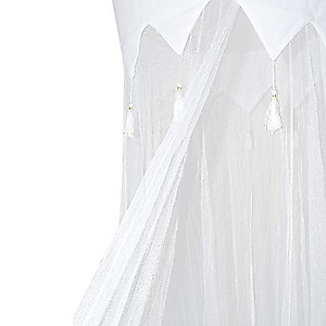Mosquito Net for Bed Canopy Macrame Pop-Up Circular Curtain Natural Lace Large Tent Crib Netting, Carry Bag